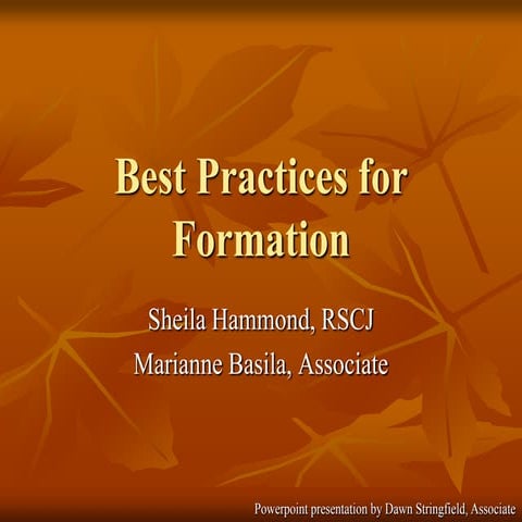 Best Practices for Formation | PPT