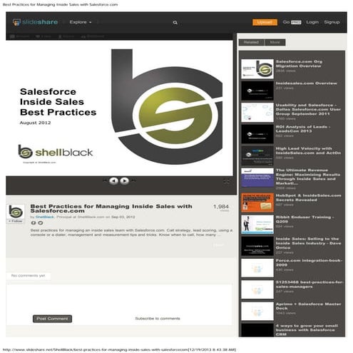 Best practices for managing inside sales with salesforce.com