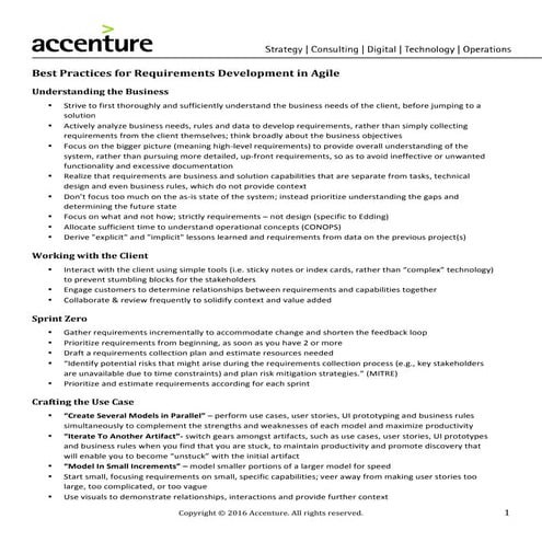 Best practices for requirements development in agile | PDF