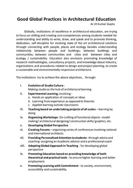 Best practices in architectural learning | PDF