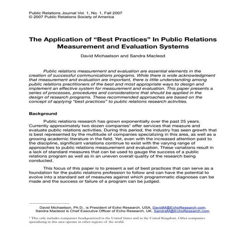 Best Practices In Communications Research | PDF