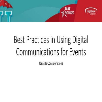 Best Practices: Promoting Events through Digital Communications | PPT