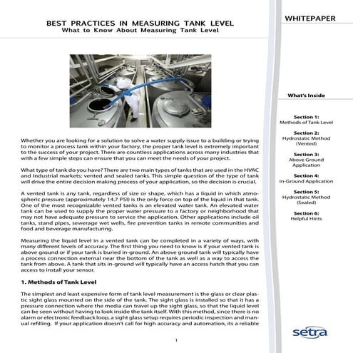 Best Practices in Measuring Tank Level | PDF