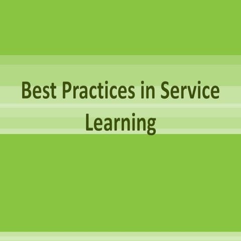 Best Practices In Service Learning | PPT