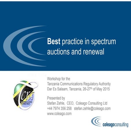 Best practice spectrum auction workshop, Tanzania 26 May 2015 | PDF
