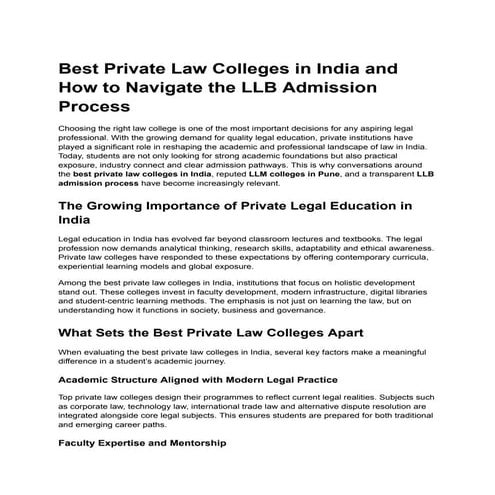 Best Private Law Colleges in India and How to Navigate the LLB ...