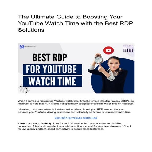 Best RDP For Youtueb Watch Time | PDF