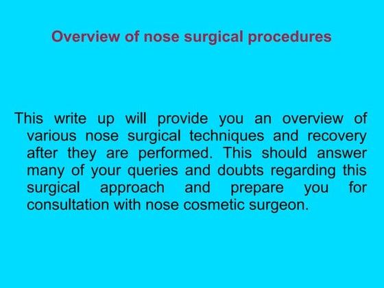 Rhinoplasty vs. a non surgical nose job | PDF