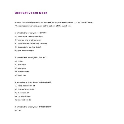 Best Sat Vocab Book | PDF