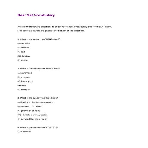 Best Sat Vocabulary | PDF