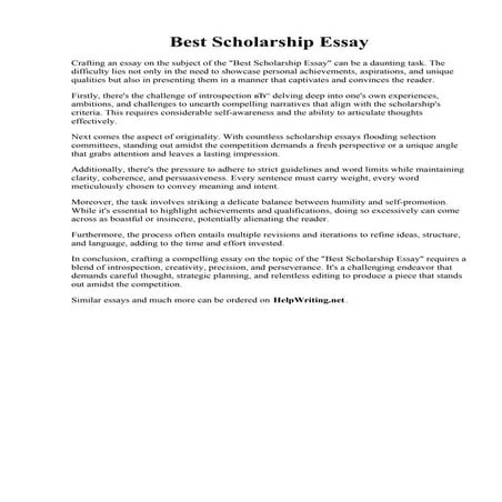 Best Scholarship Essay. Format Of A Scholarship Essay Example | PDF