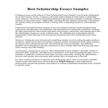 Best Scholarship Essays Samples | PDF | Student Financial Aid ...