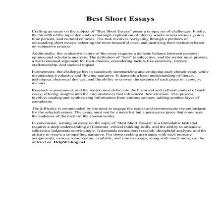 Best Short Essays.pdf | Homework and Study | Education