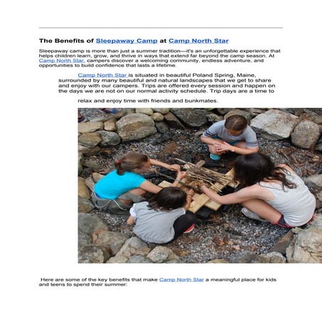 best sleepaway summer camps (1).docxThe Benefits of Sleepaway Camp at Camp North Star | DOCX