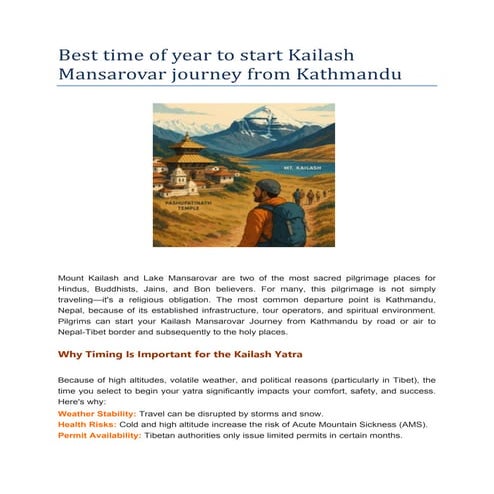 Best time of year to start Kailash Mansarovar journey from Kathmandu.pdf