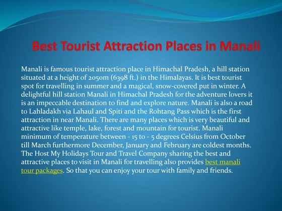 Presentation on Manali | PPTX