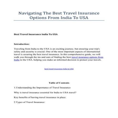 Navigating The Best Travel Insurance Options From India To USA.pdf