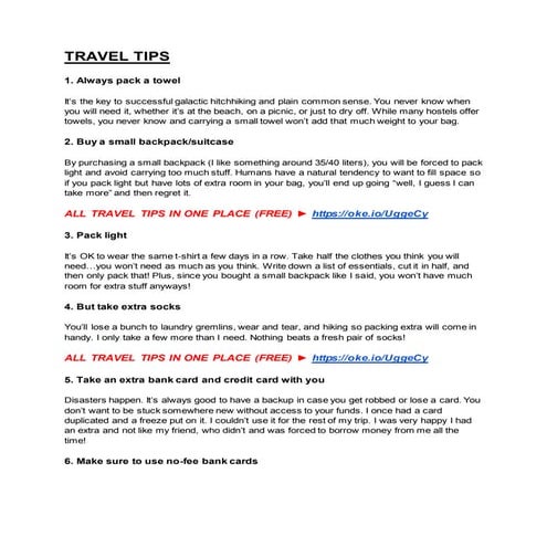 Best travel tips | DOCX