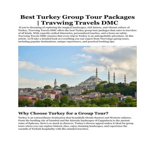 Best Turkey Group Tour Packages | Travwing Travels DMC | DOCX