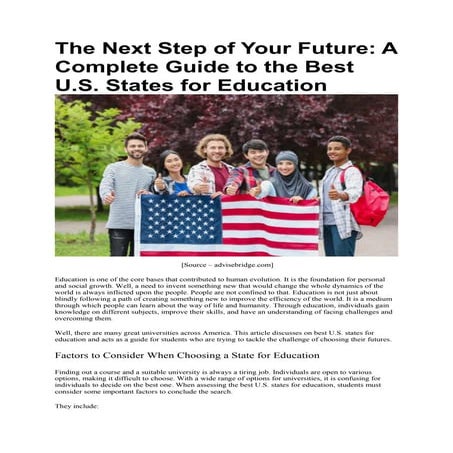 Top 5 Best U.S. States for Education | Future Education Magazine | PDF