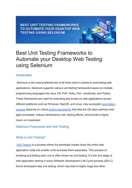 Best Unit Testing Frameworks To Automate Your Desktop Web Testing Using 8271