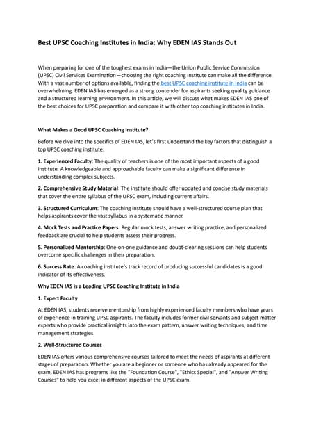 The Right Kind of Education to Crack the UPSC IAS Exam | PPT