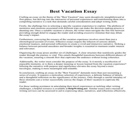 Best Vacation Essay | PDF
