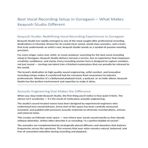 Keayush Studio - Recording and production studio in Malad | DOCX