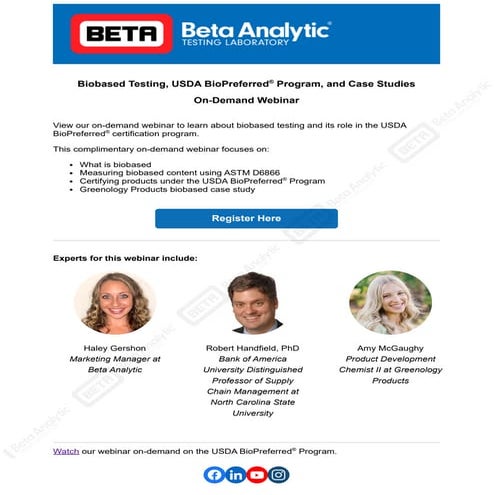 Beta Analytic's USDA BioPreferred Program Free Webinar | PDF