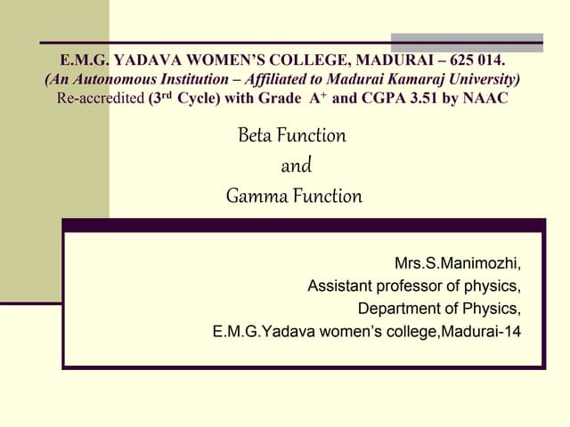 Beta and gamma function | PPT Beta and gamma function | PPT