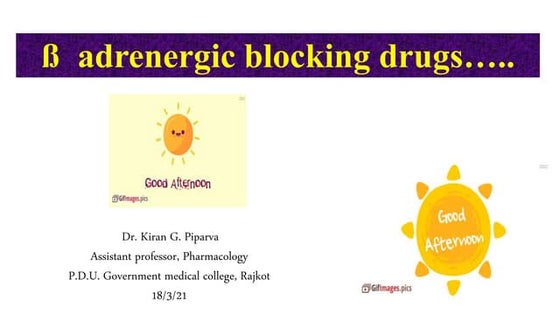 Beta blockers - pharmacology | PPTX