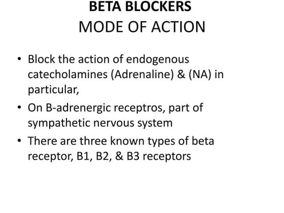 Beta blockers - pharmacology | PPT