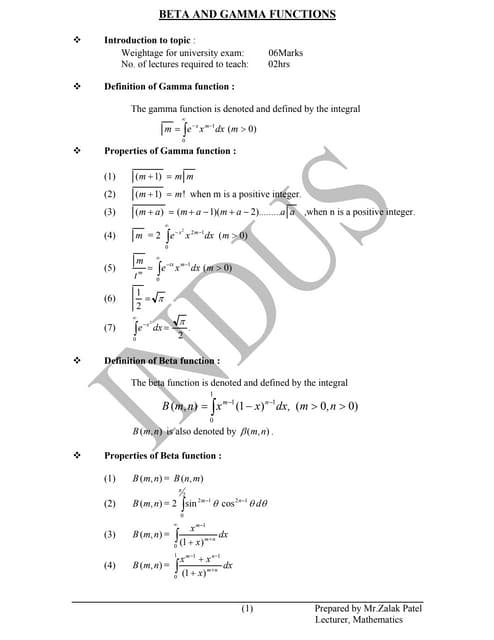 Gamma and betta function harsh shah | PDF | Physics | Science