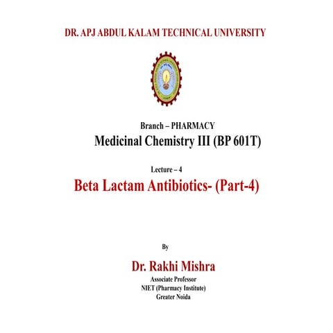 beta lactamase inhibitors of b.pharm 6th sem | PPT