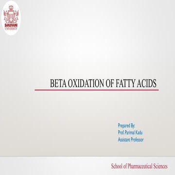 Comprehensive Overview of Fatty Acid Beta-Oxidation and De Novo ...
