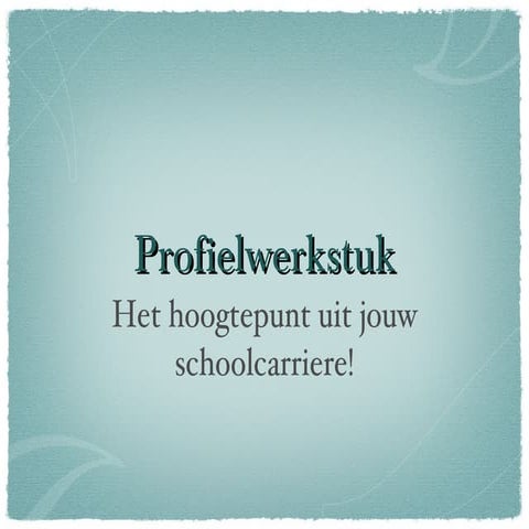 Profielwerkstuk 1e week UniC | PPT