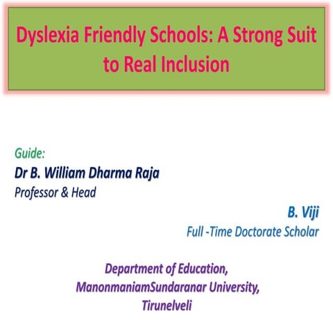 Dyslexia friendly schools | PPTX