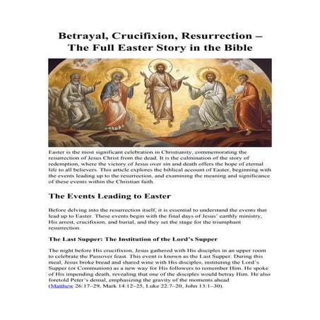 Betrayal, Crucifixion, Resurrection – The Full Easter Story in the ...
