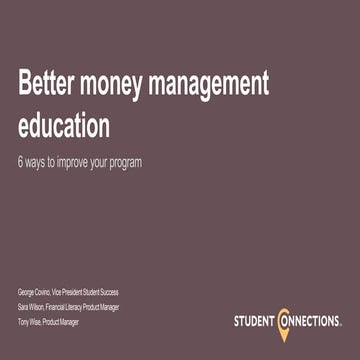 Better Money Management Education Webinar | PPT