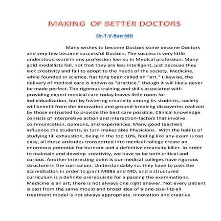 Making of Better Doctors | PDF