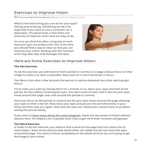 Exercises to Improve Vision | PDF