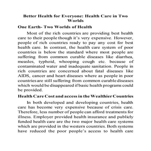 Better health for everyone health care in two worlds | DOCX