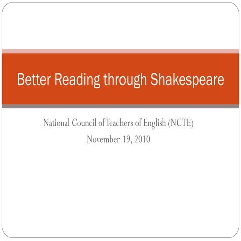 Better Reading Through Shakespeare | PPT