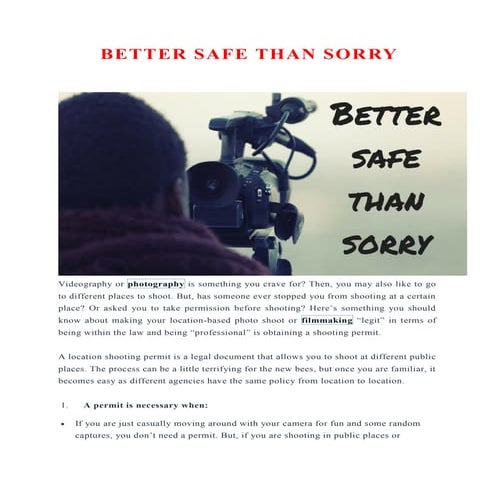 Better safe than sorry | PDF | Video Production | Content Production