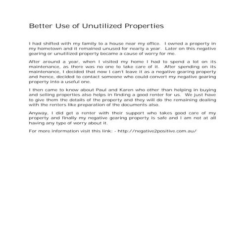 Better use of unutilized properties | PDF
