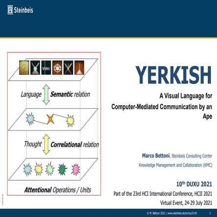 YERKISH - A Visual Language for Computer-Mediated Communication by an Ape | PPT