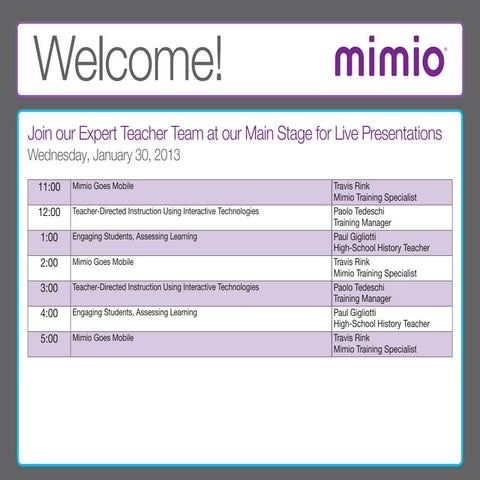 BETT 2013 Mimio Presentation Schedule | PDF | Technology & Computing