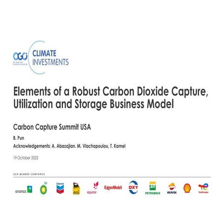 ELEMENTS OF A ROBUST CARBON CAPTURE, UTILIZATION, AND STORAGE BUSINESS ...