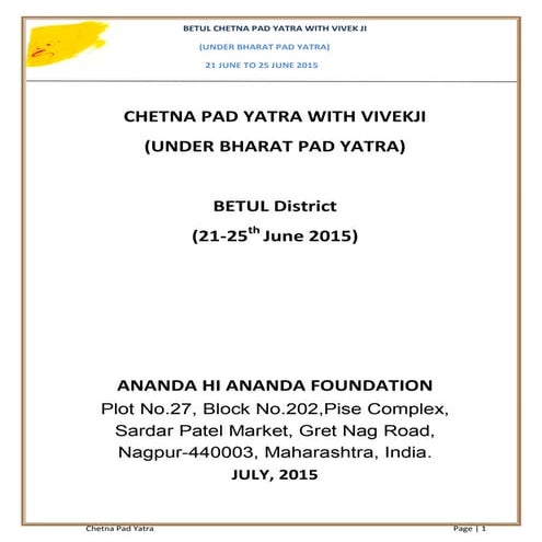 Report- Betul Pad Yatra | PDF
