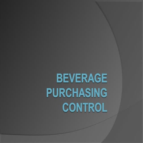 Beverage cost control system and analysis | PPT